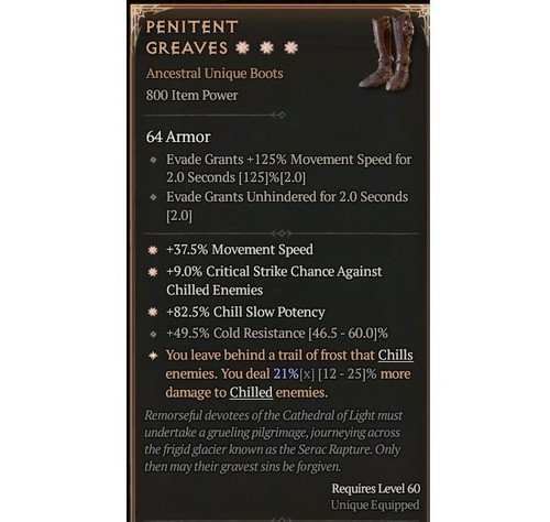 Diablo 4 S8 Penitent Greaves 3GA 21% Ancestral Unique Boots Equipment ...
