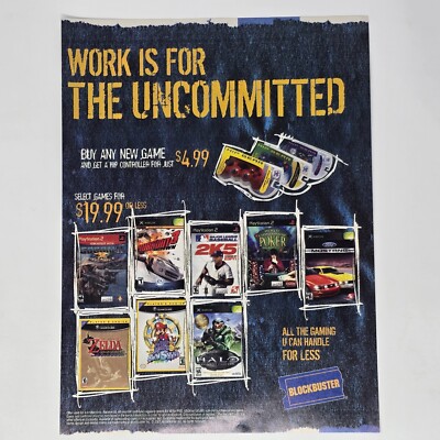 Blockbuster Xbox PlayStation 2 PS2 GameCube Uncommited Print Ad/Poster ...