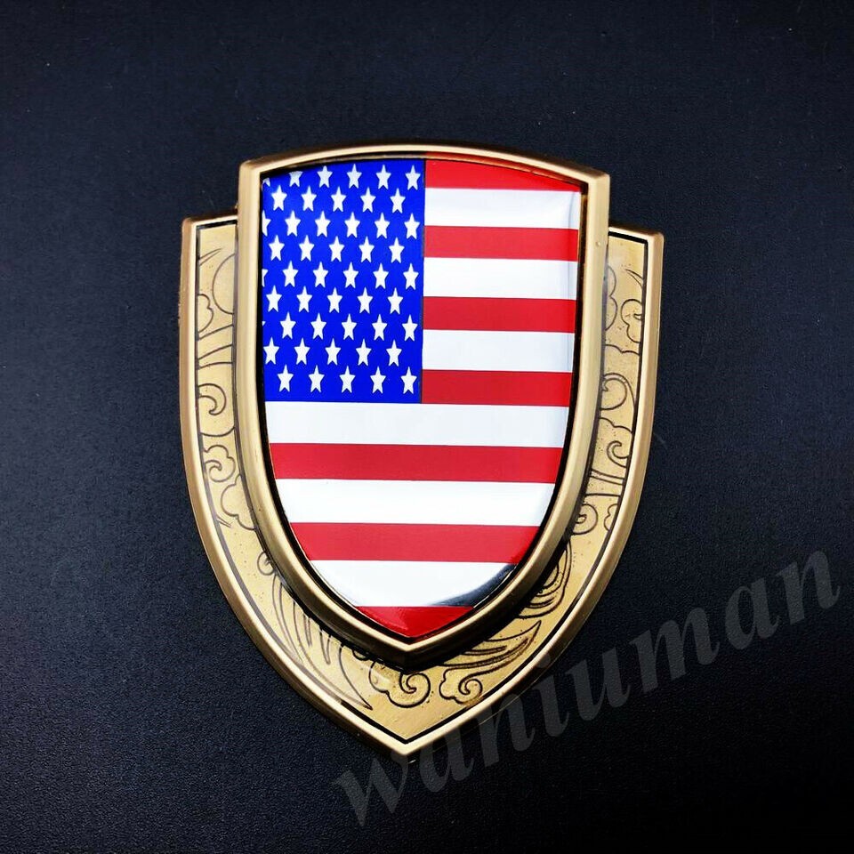3D Metal USA American Flag Car Trunk Window Side Emblem Badge Decals ...