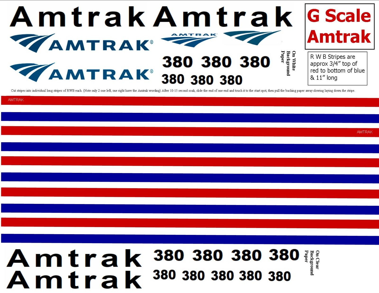 AMTRAK G Scale Decal Set | eBay