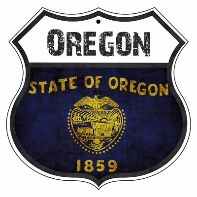Oregon US State Country Flag Highway, Garage Décor Shield Aluminum ...
