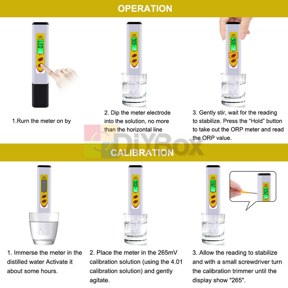 Aquarium Water Tester Drinking Water Analyser Pen ORP Meter Oxidation ...
