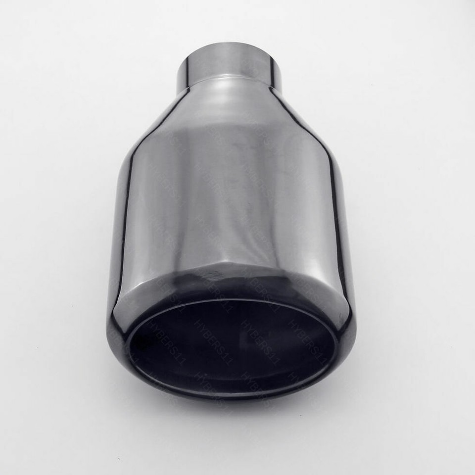 Glossy Black Resonated Oval Exhaust Tip 2.25" Inlet 304 Stainless Steel ...