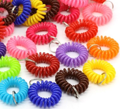 20x Plastic Spring Coil Gym Key Holder Jogging Swimming Wrist Band ...