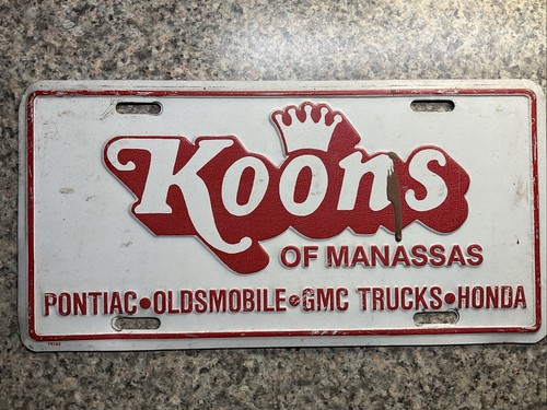 Vintage KOONS Chevy Olds Dealer License Plate metal Tag MANASSAS VA ...