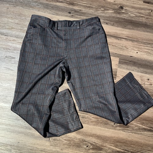 Vtg 70s Haggar Double Knit Slacks Houndstooth Plaid Flare Trouser Pant ...