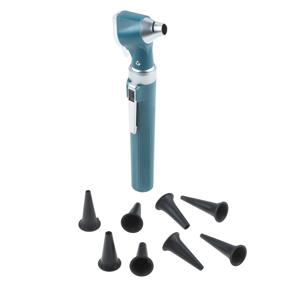 Green Ear Scope Kit with LED Light Adjustable Otoscope Glass Lens Ear ...
