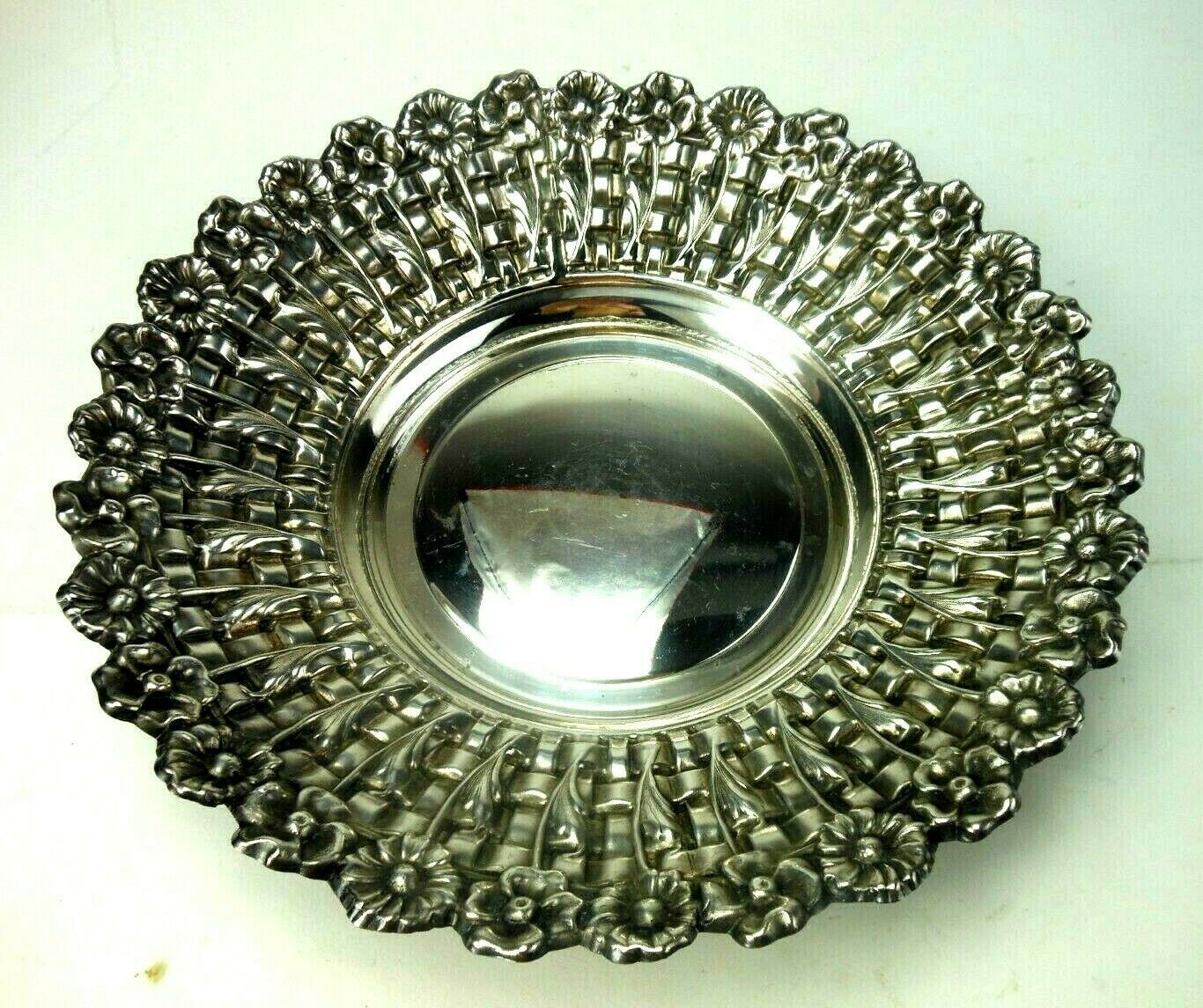 Ornate Silver Plate William Adams Center Bowl Floral Border Silverplate ...