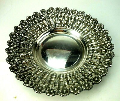 Ornate Silver Plate William Adams Center Bowl Floral Border Silverplate ...
