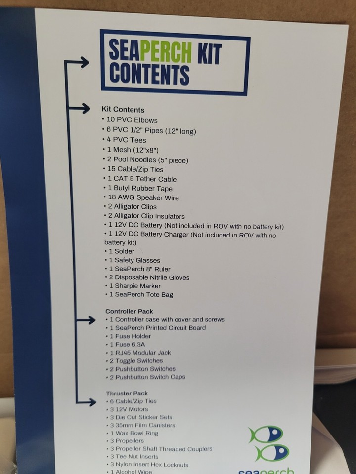 Seaperch ROV kit robonation underwater Robot Robotics W/ Battery NEW IN ...