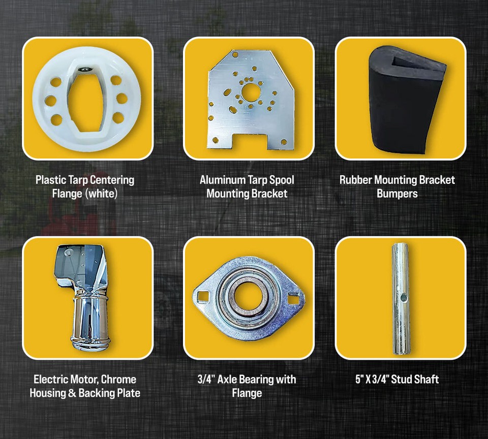 Complete Electric Aluminum 4-Spring Dump Truck Tarp System with 8' x 14 ...