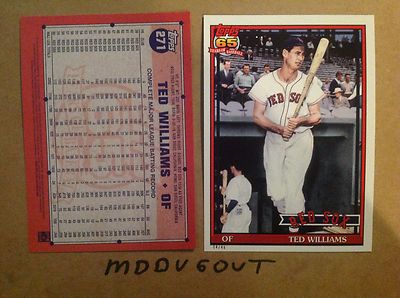 Ted Williams #271 Boston Red Sox Hof 2016 Topps Archive 1991 5x7 # Ed ...
