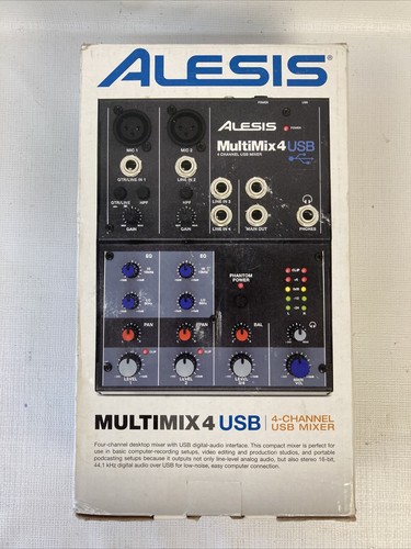 Alesis MultiMix 4 USB 4 Channel Mixer Interface Mic Line Mixing New ...