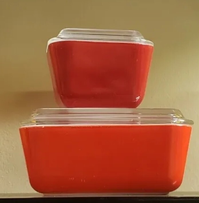 2 VINTAGE PYREX RED REFRIGERATOR DISHES AND LIDS #501 & #502 | eBay