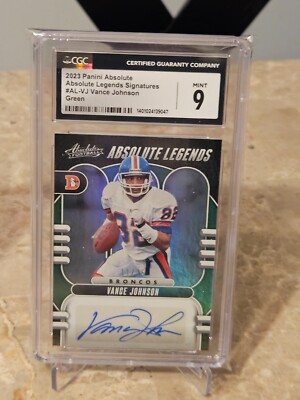 2023 Absolute Absolute Legends Signatures Green #12 Vance Johnson #11/ ...
