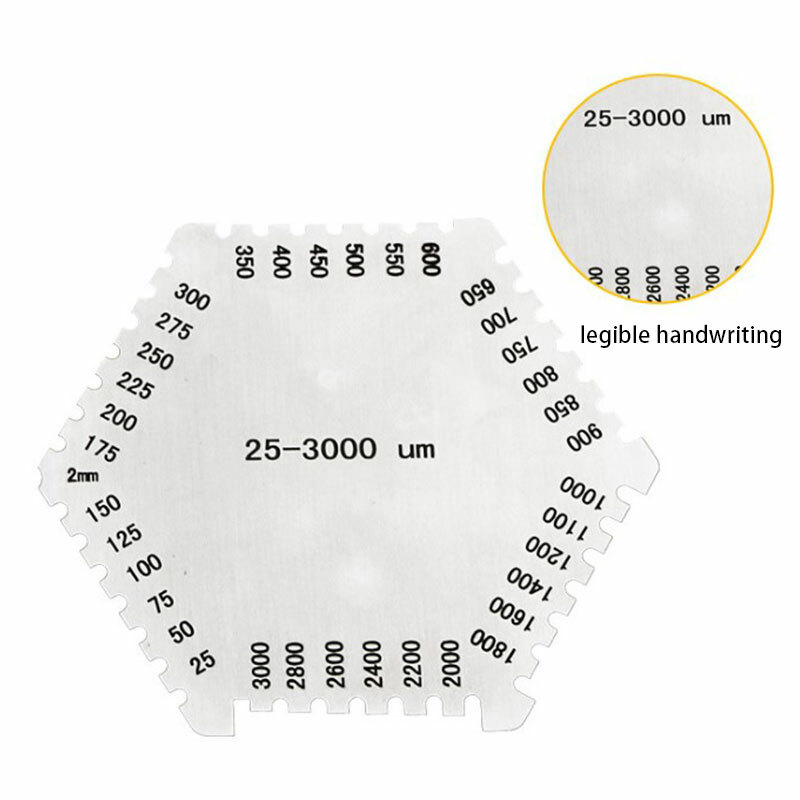 Wet Film Comb Gauge Coating Thickness Meter Tester Tool 25-3000um Sil## ...
