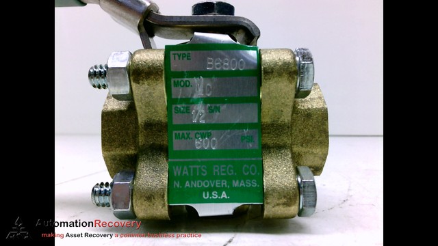 WATTS B6800-LC-1/2 3 PIECE FULL PORT BALL VALVE 1/2" NEW* #196164 for ...