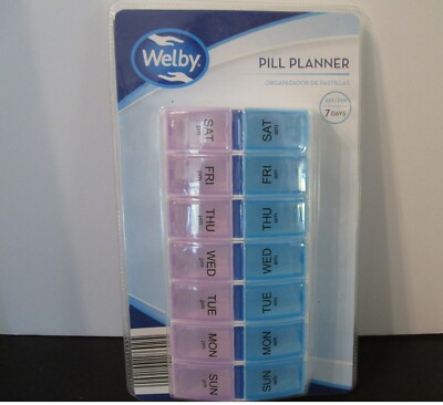 Welby (7-Day) Pill Planner, Medicine, Vitamin Organizer, Weekly, 2 ...