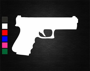 HAND GUN PISTOL VINYL DECAL STICKER CAR/VAN/WALL/WINDOW/DOOR/LAPTOP ...