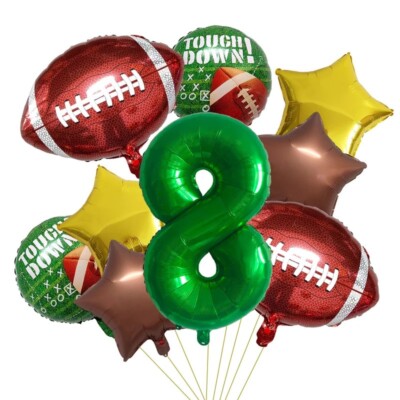 Football Number 8 Balloon Bouquet Birthday Party Decorations 8th ...
