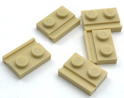 Lego 5 New Tan Plates Modified 1 x 2 with Door Rail Pieces | eBay