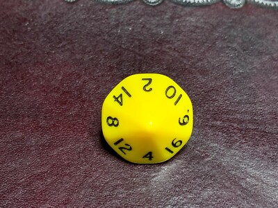 YELLOW w/ Black D16 (Sixteen Sided) Dice Opaque Die Tabletop Gaming RPG ...