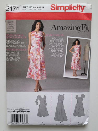 Simplicity Pattern 2174 Misses/ Petite Dress 2 Lengths A-D Cup Size 6 ...