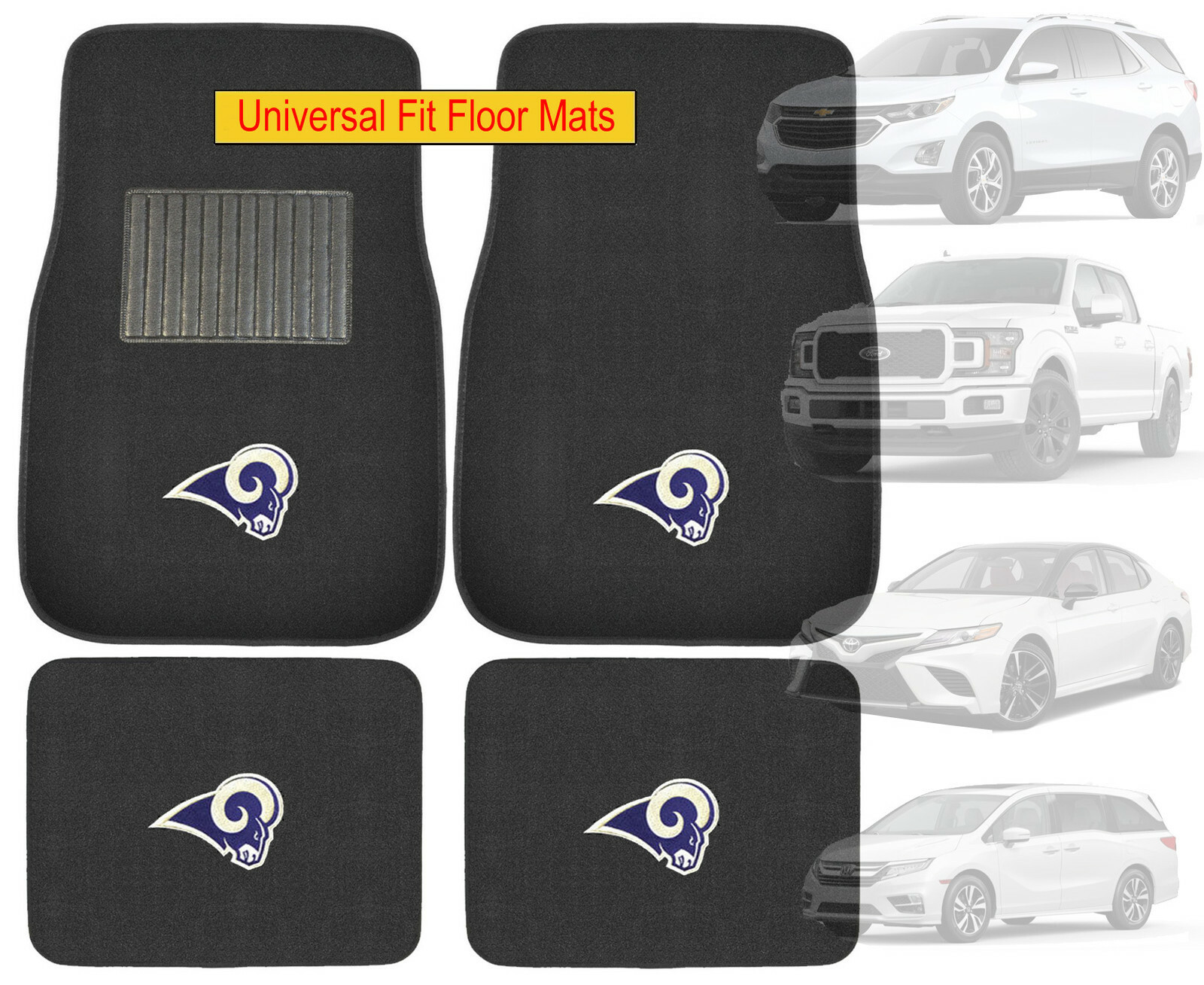NFL Los Angeles Rams 4PC Black All Weather Car Truck Carpet Floor Mats ...