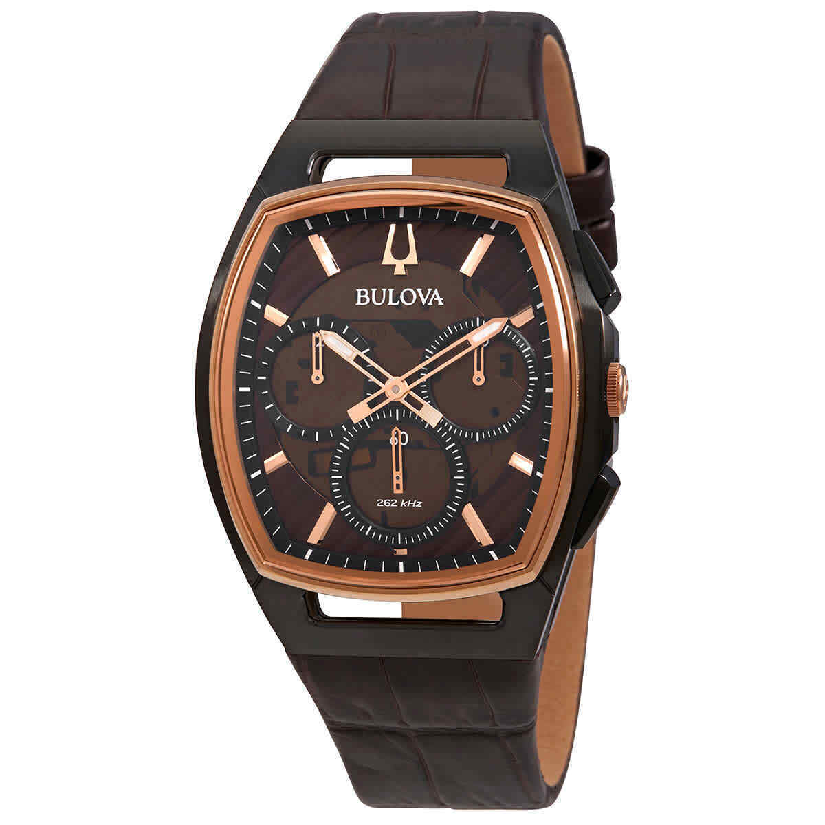 Bulova 98A264 41.65 mm Gold Stainless Steel Case Brown Leather Strap ...