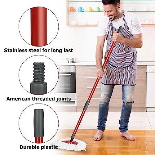 Spin Mop Replacement Handle - Mop Stick Compatible with O-Cedar Mop ...