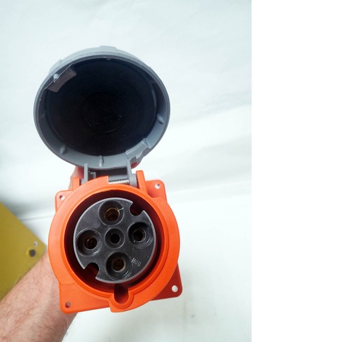 HUBBELL 460R12W WATERTIGHT ORANGE RECEPTACLE 60A 125/250VAC 3 POLE, 4 ...