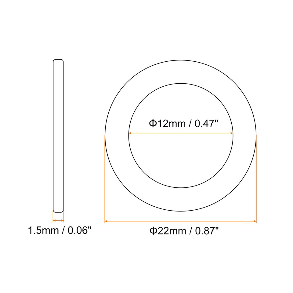 M12 Flat Washer, 15 Pcs Copper Ring Washers 22mm OD Metal Sealing ...