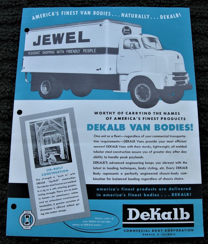 1954-56 DeKalb Delivery Truck Body Brochure, Letter, Ad & Price Sheets ...