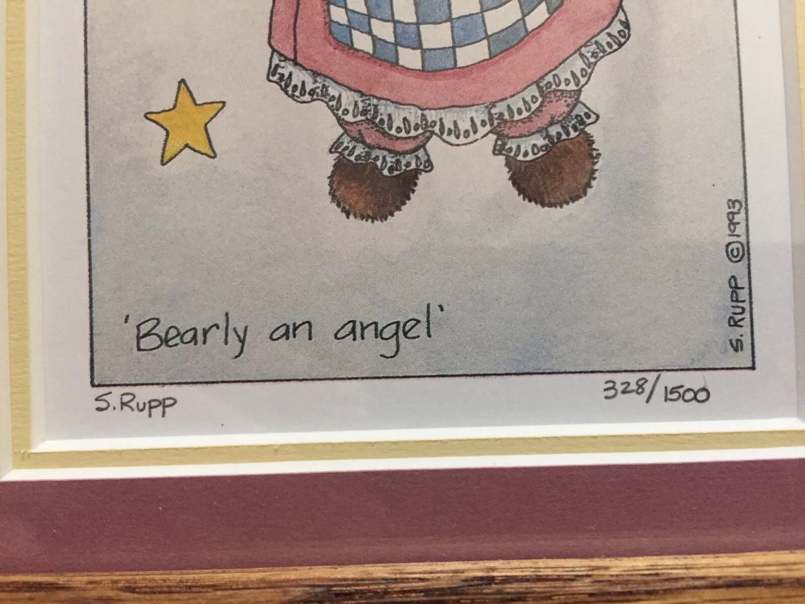 Sue Rupp (1959-2008) S/N Ltd Ed Print "Bearly An Angel”. 328/1500 1993 ...