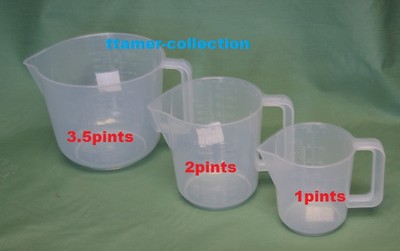 Set of 3 Plastic measuring jug and mixing jug 1 pint 2 pint 3.5 pint ...