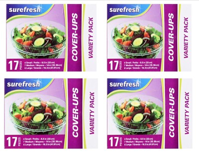 Food Storage Cover-Ups Stretch To Fit Bowl Variety Pack (4pks=68 ...