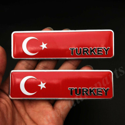 2pcs Metal Turkey Turkish Flag Car Trunk Rear Fender Emblem Badge Decal ...