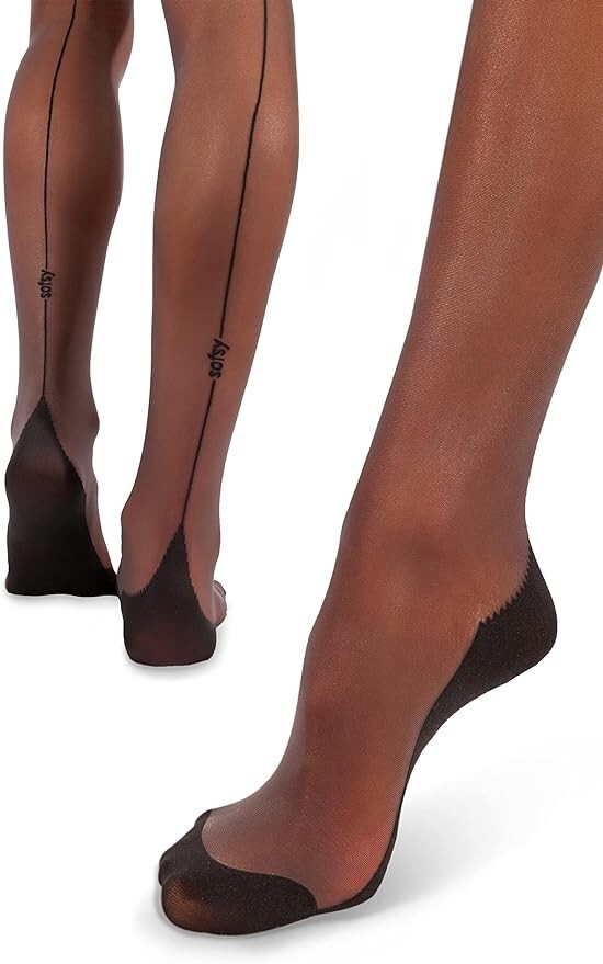 sofsy Barely Black Back Seam Tights Pantyhose 20 Denier Italy Serena ...