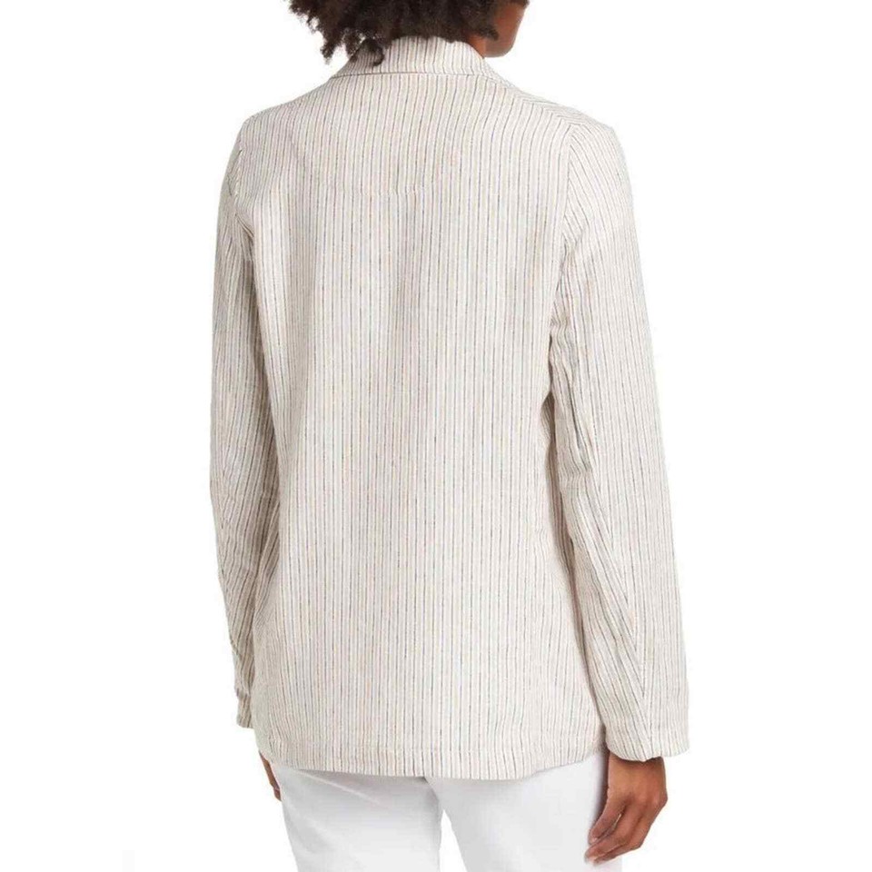 MAX STUDIO Stripe Button Front Linen Blend Blazer | eBay
