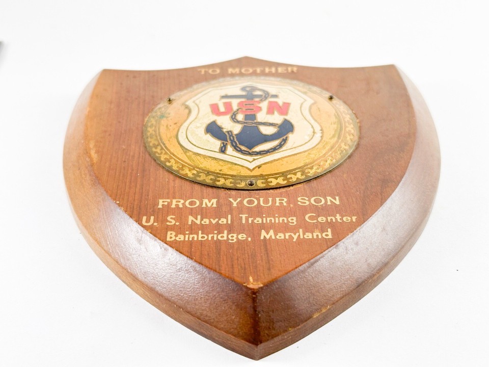 Vintage USN WWII To Mother From Your Son Plaque Bainbridge MD Naval ...