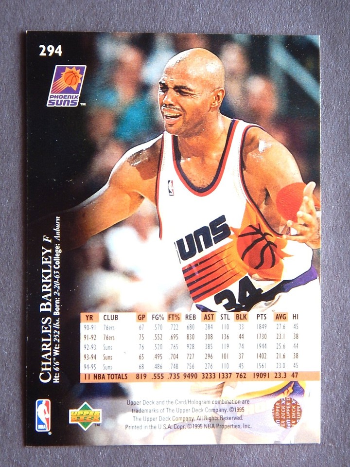 Charles Barkley #294 Upper Deck 1995 Basketball Card (Phoenix Suns) | eBay