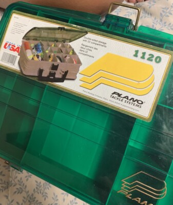 PLANO 2-SIDED TACKLE BOX #1120 AND CLEAR PLASTIC 24 SLOT FISHING ...