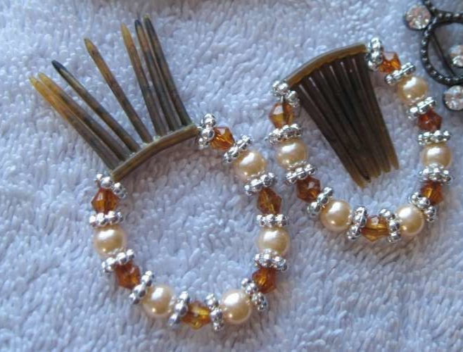 ONE Scunci Bendini Clip Slide & Snap Bend Beaded Fancy Conair Hair Comb ...