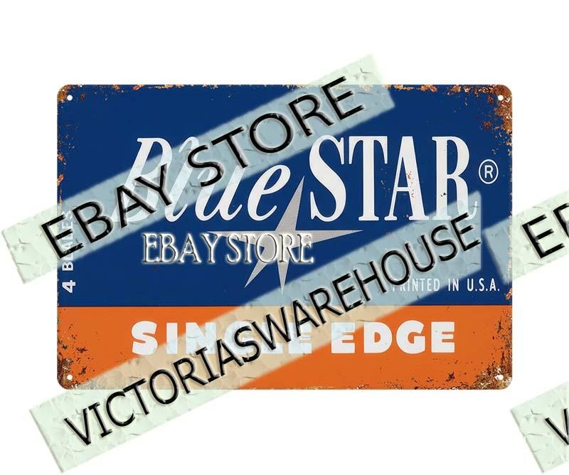 single edge blue star Safety Razor Blades tin sign | eBay