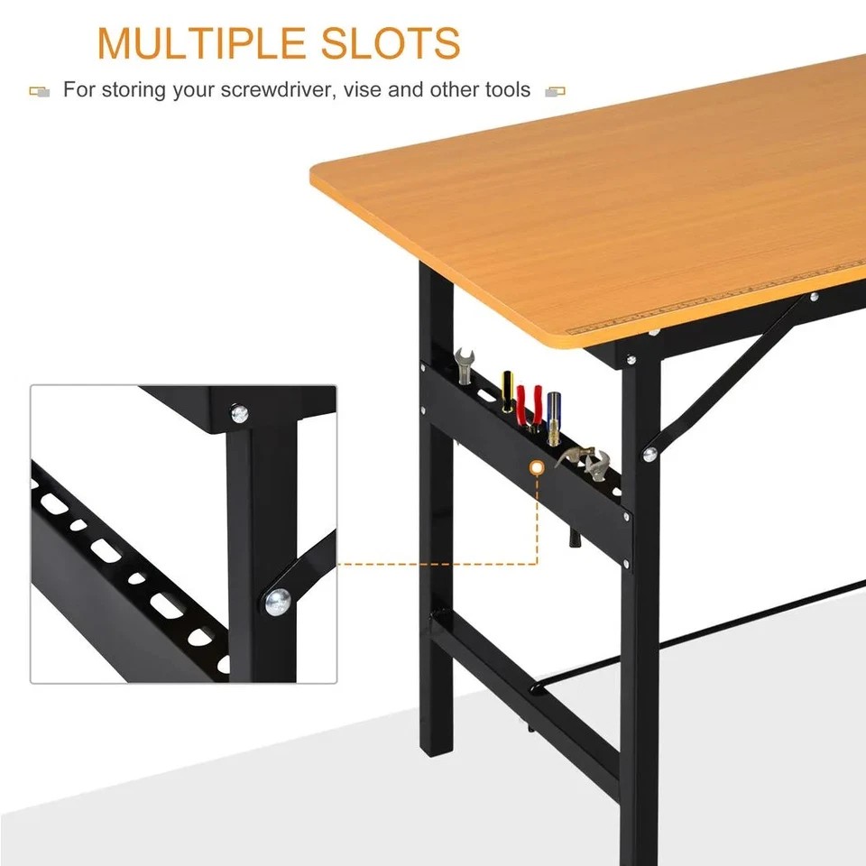 100KG Heavy Duty Foldable Desktop Metal Table Work Bench with Ruler ...
