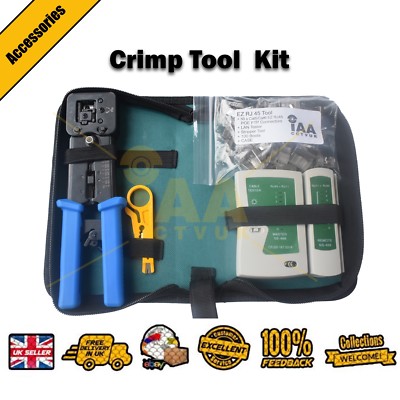 EZ RJ45 Modular CRIMP TOOL + 100 CAT5 FTP PLUGS + STRIPPER + CASE ...