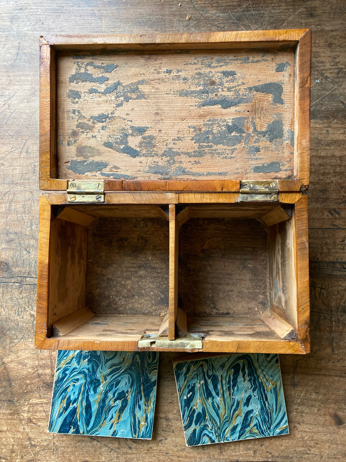 ANTIQUE 18th C Georgian Era Fancy Inlayed Tea Caddy Box Conch Shell ...