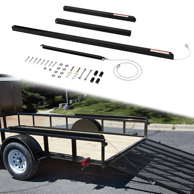 2 Sided Tailgate Utility Trailer Gate & Ramp Lift Assist System 350lbs ...