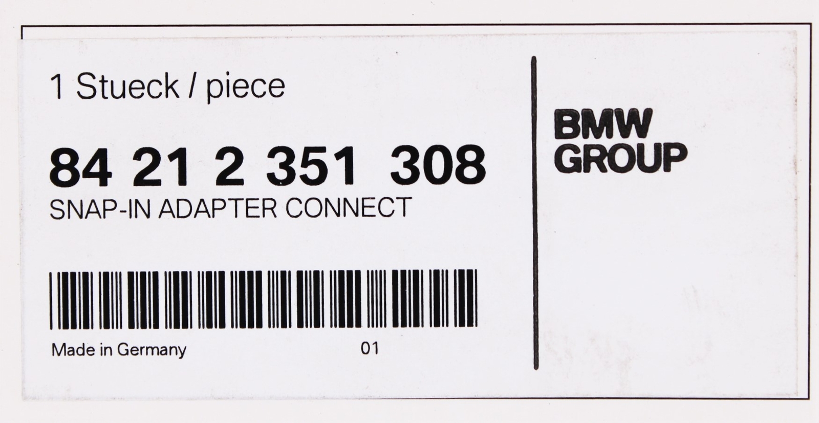 BMW Group Snap In Adapter Connect Part Number - 84-21-2-351-308 | eBay