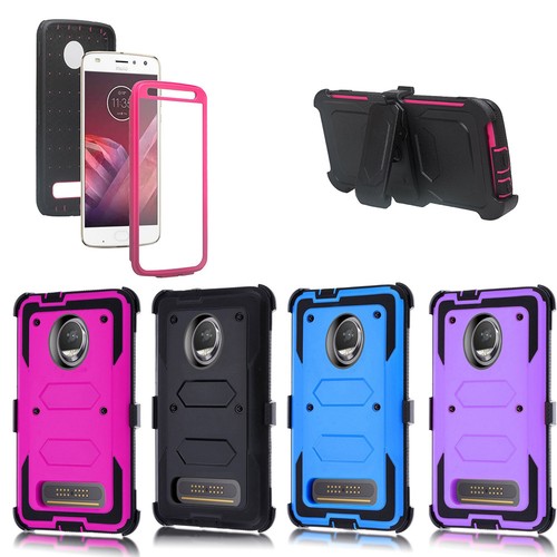 For Motorola Moto Z2 Play/ Force Phone Case Hybrid Holster Clip Stand ...